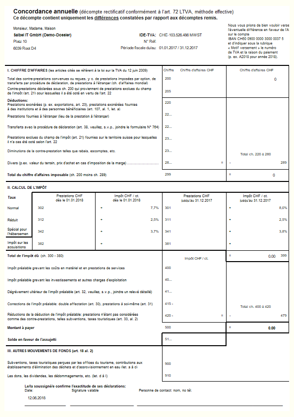 Décompte TVA – Centre d'aide