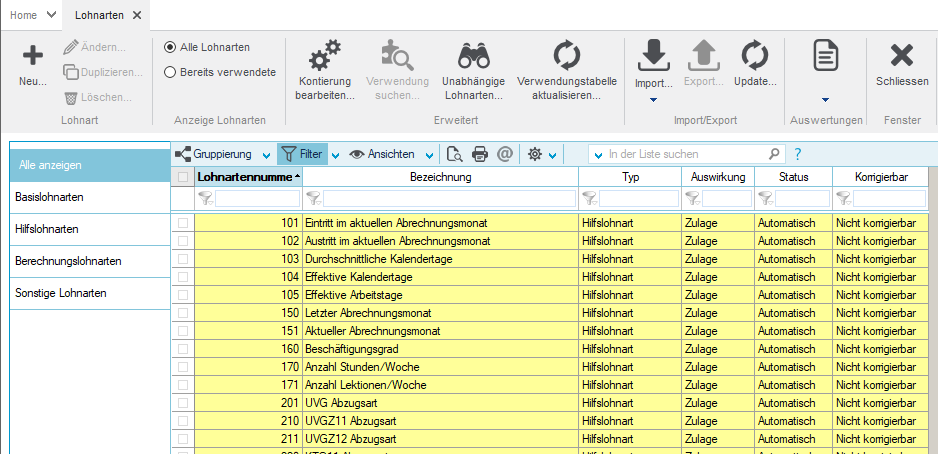 Lohnartenstamm – Hilfe-Center