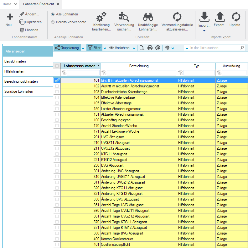 Lohnartenstamm – Hilfe-Center